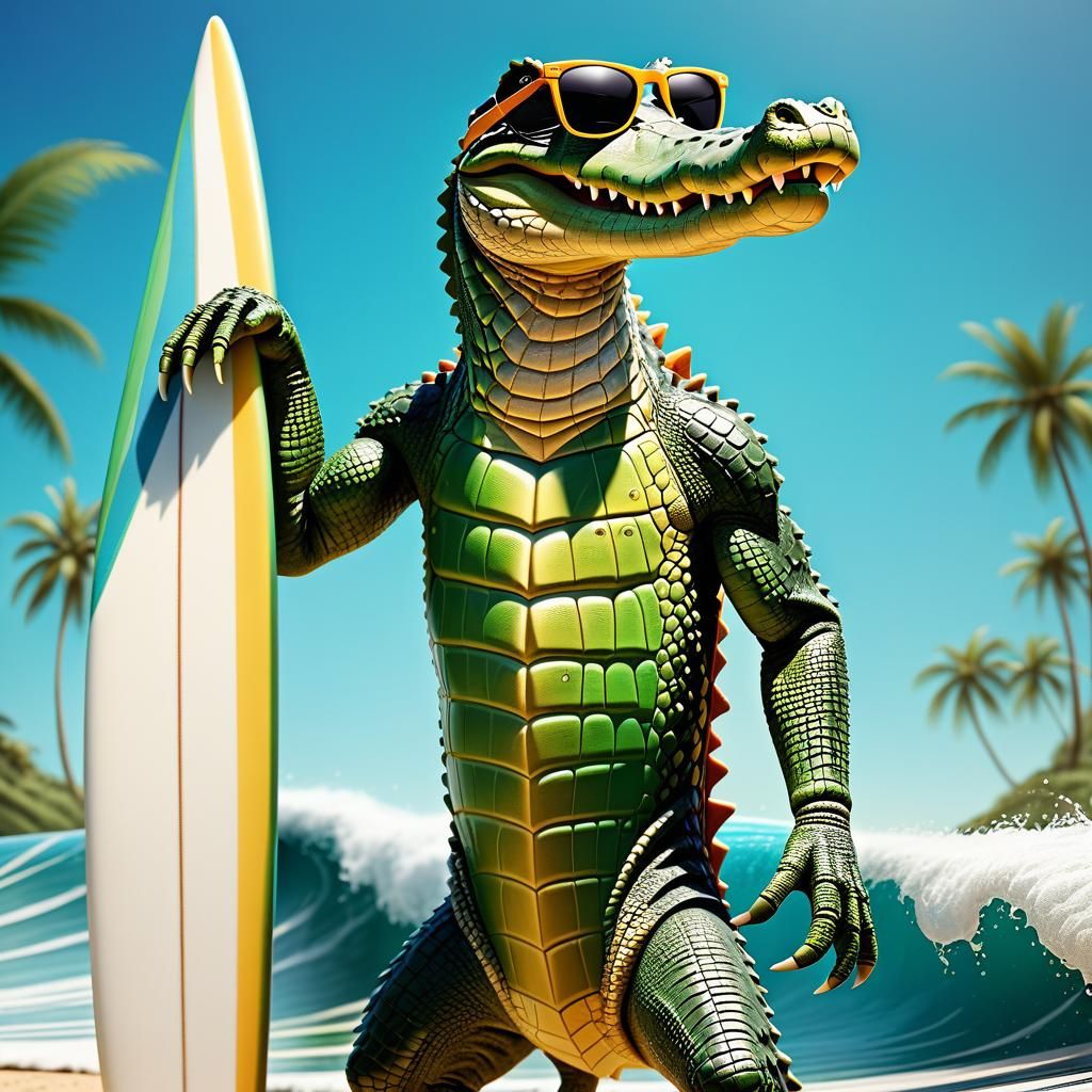 Croc Surfer dude - AI Generated Artwork - NightCafe Creator