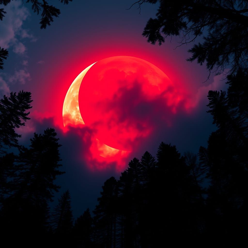 A lunar eclipse at night - A lunar eclipse at night