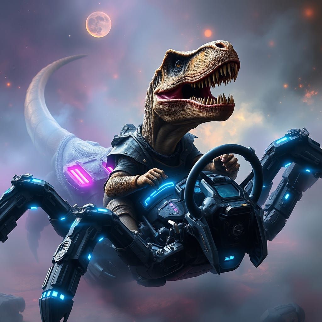 T Rex drive a spider - Tyrannosaurus Rex Drives a Cyberpunk ...