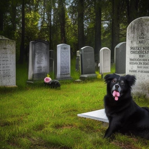 Loyal Dog At Masters Grave 1 - AI Generated Artwork - NightCafe Creator
