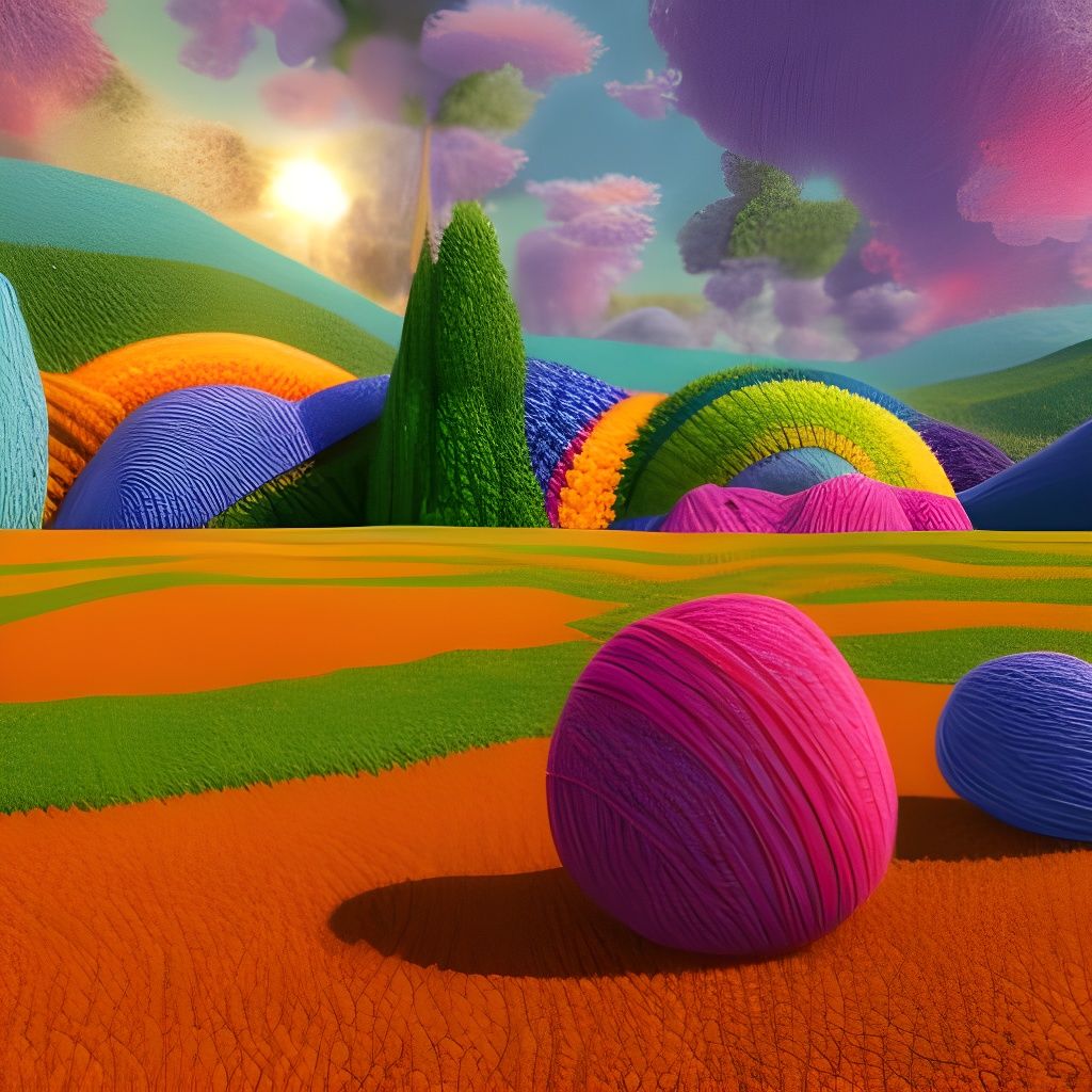 Beautiful landscape knitted out of colorful yarn - AI Generated Artwork ...