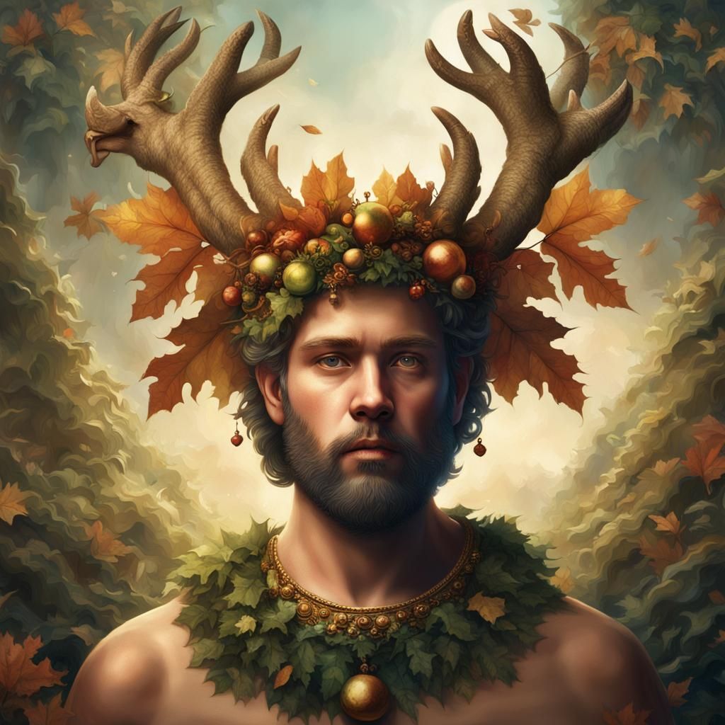 satyr wearing a crown of leaves and ornaments - AI Generated Artwork ...