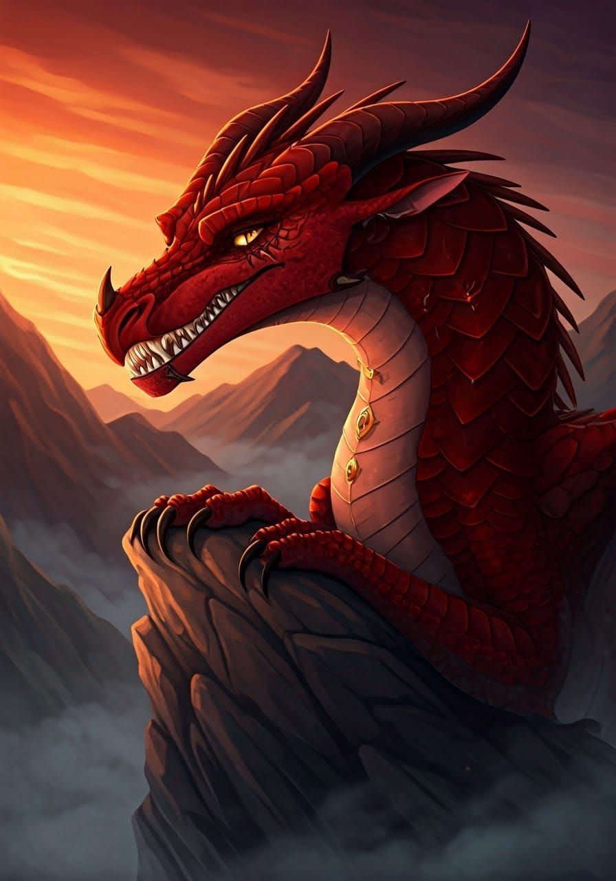 Queen Scarlet, of the Skywings - Regal Dark Fantasy Queen of...