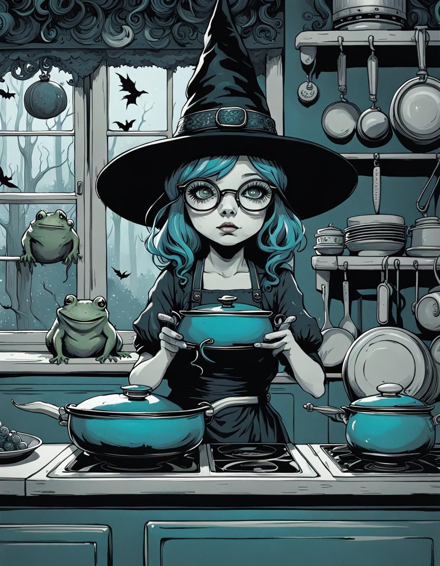 Blue Spooky Kitchen 2 - AI Generated Artwork - NightCafe Creator