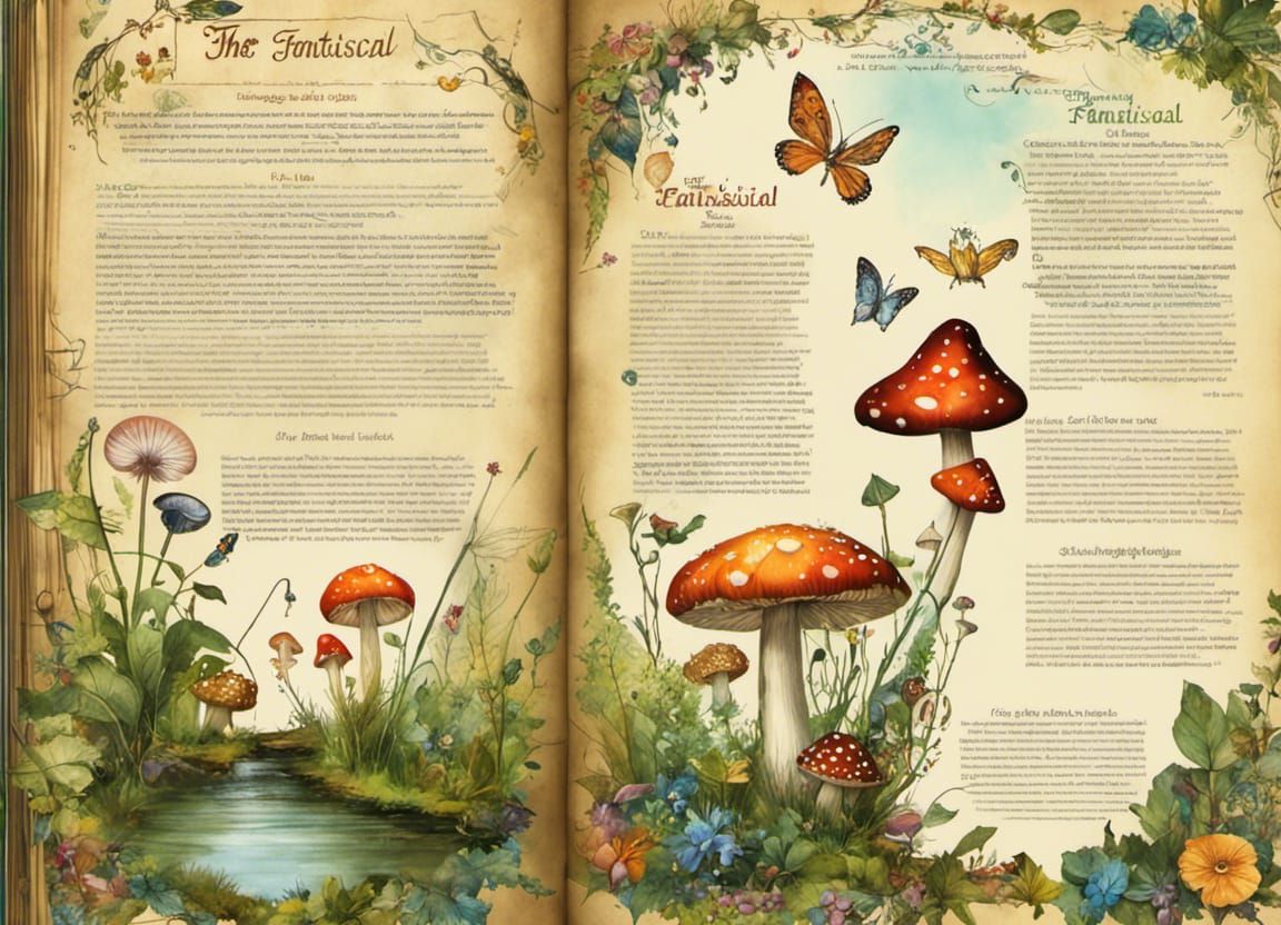 Colored fairy journal page, text "THE FANTASTICAL", Fairies!!, Sprites ...