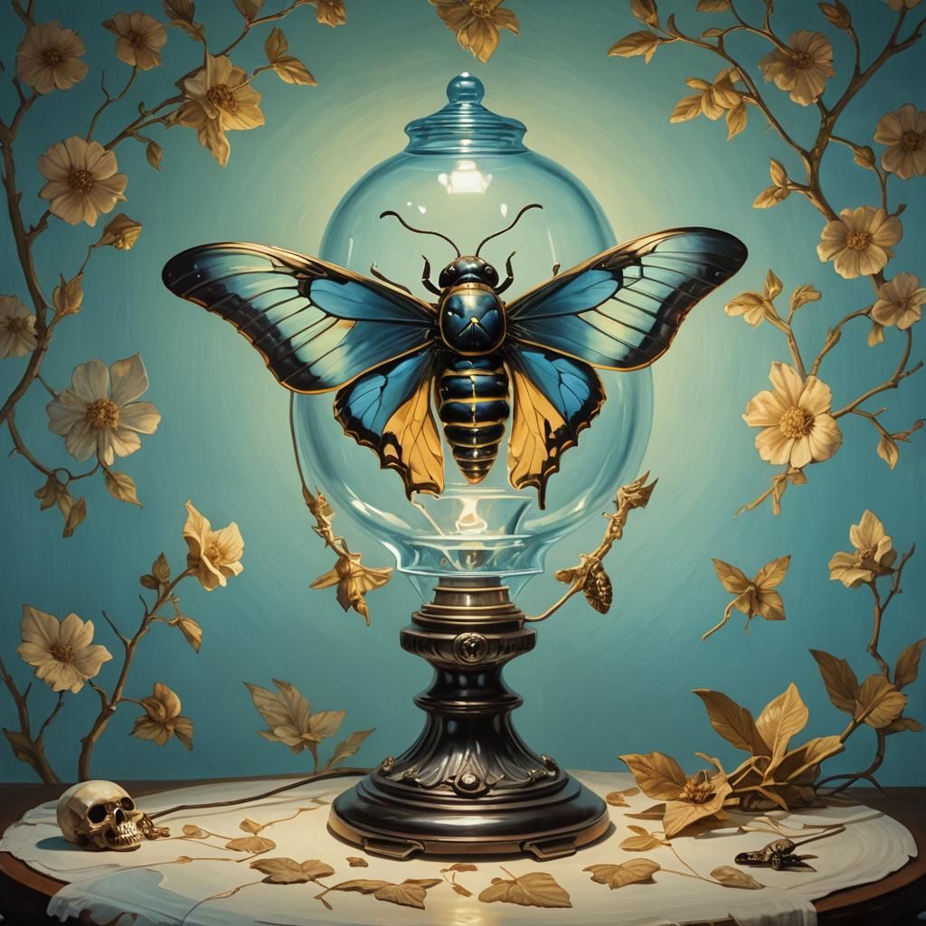 Moth and lamp - AI Generated Artwork - NightCafe Creator