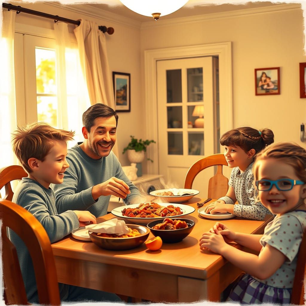 Cozy Family Dinner in a Warm and Inviting Home - AI Art