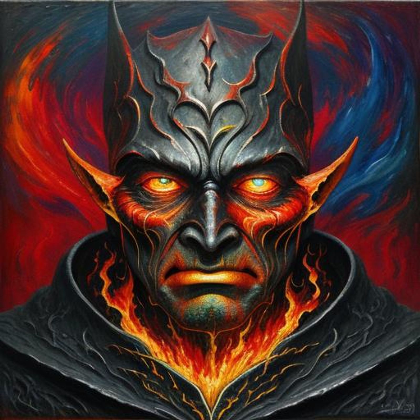 Sauron's face in the fires of Mount Doom - AI Generated Artwork ...