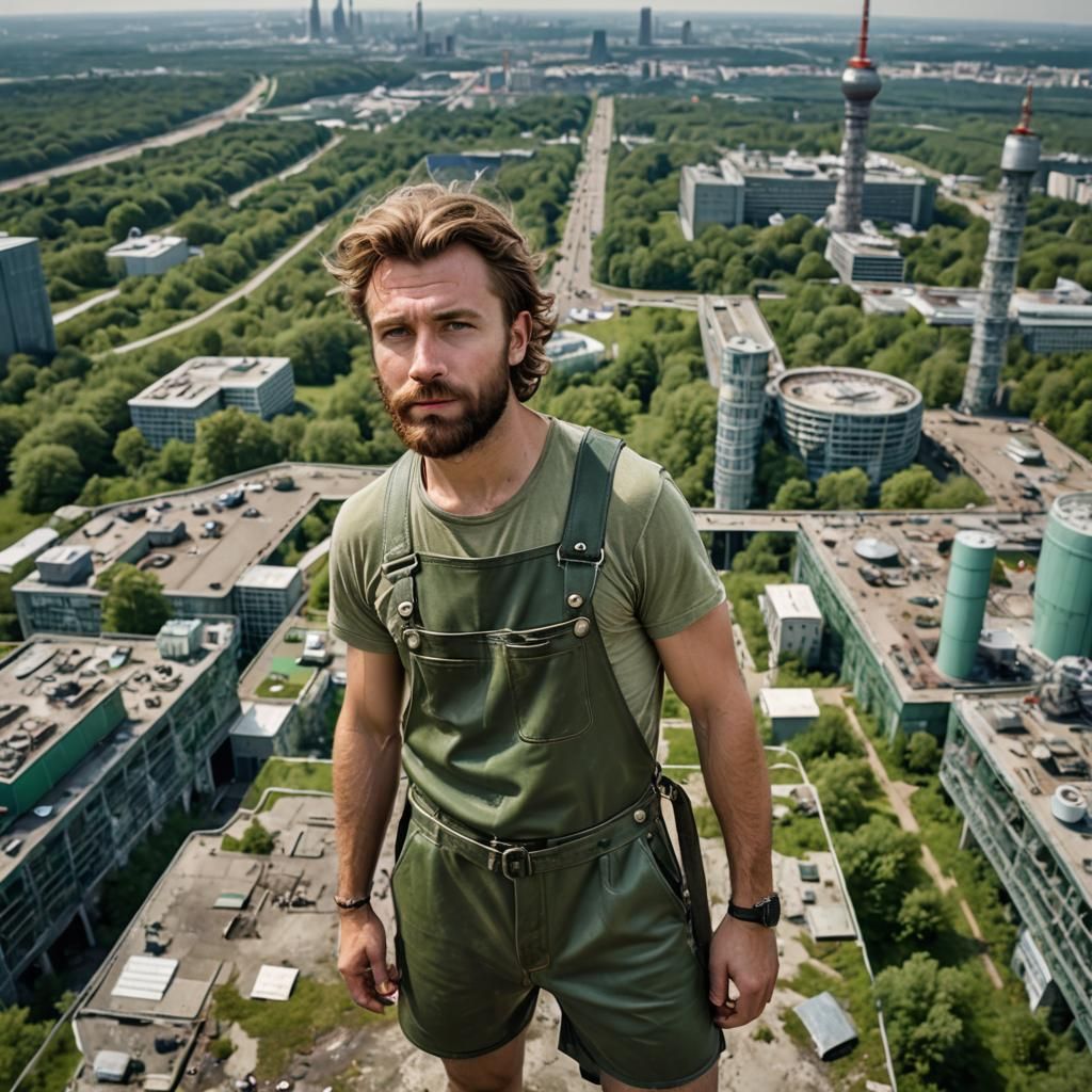 Handsome man wearing overalls - AI Generated Artwork - NightCafe Creator