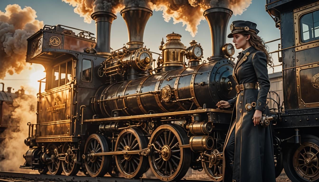 Steampunk locomotive - AI Generated Artwork - NightCafe Creator