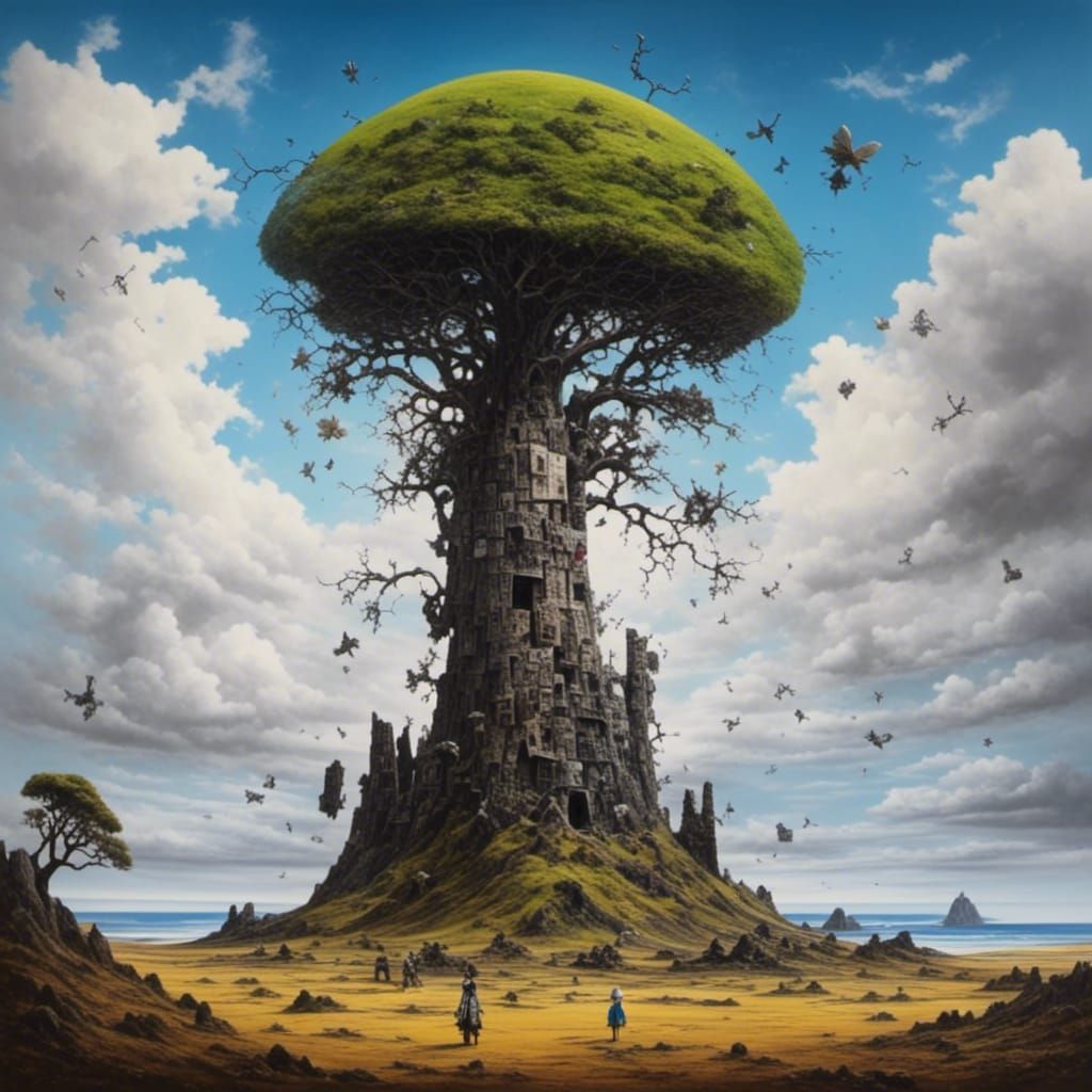 The last tree on Easter island detailed matte painting - AI Generated ...