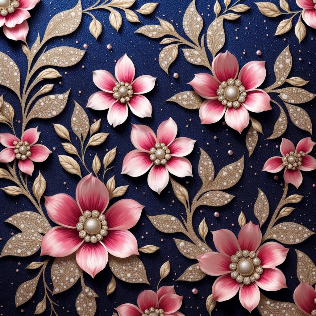 beautifuls floral pattern designs with using glitters - AI Generated ...