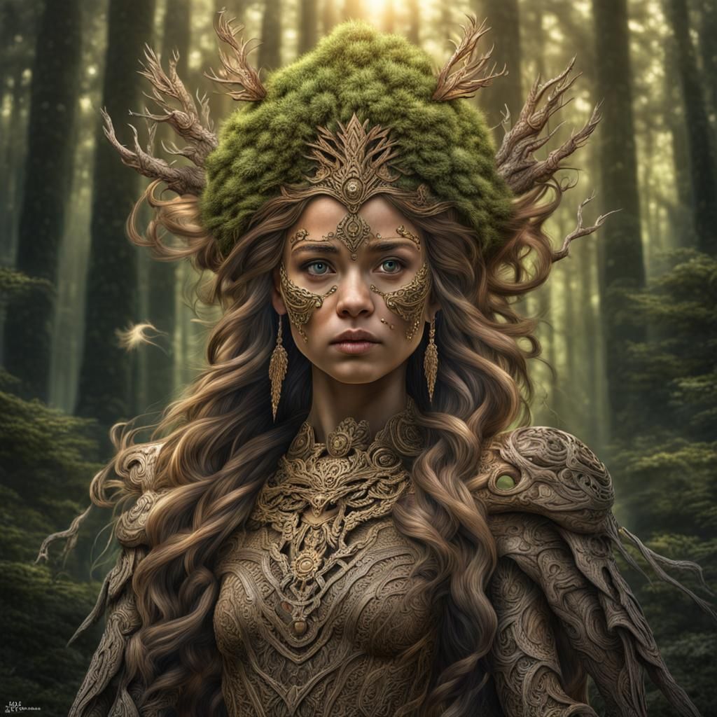 A beautiful young wood princess spirit coming from the powers of the ...