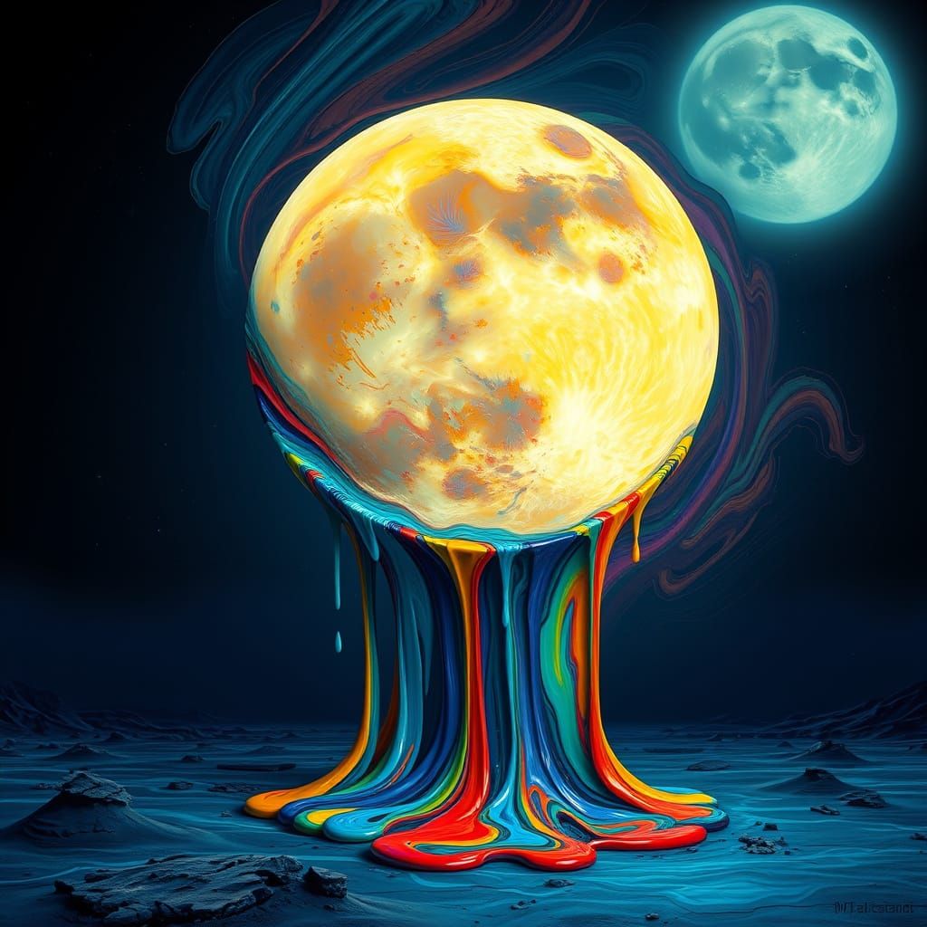 Moon Dripping in Paint - Moon Dripping in Paint