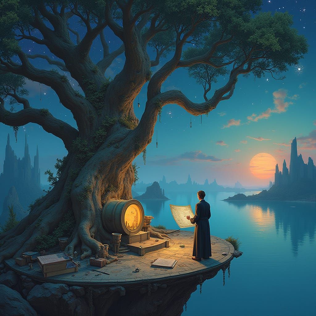 Cosmic Cartographer Charts Constellations from Enc... - AI Art