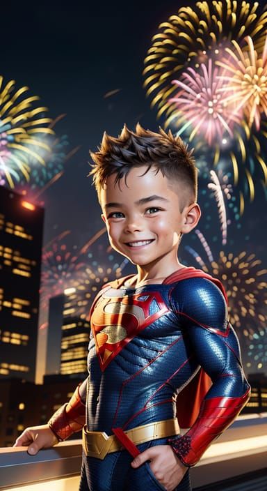 Superhero's View of Fireworks from the rooftops - AI Generated Artwork ...