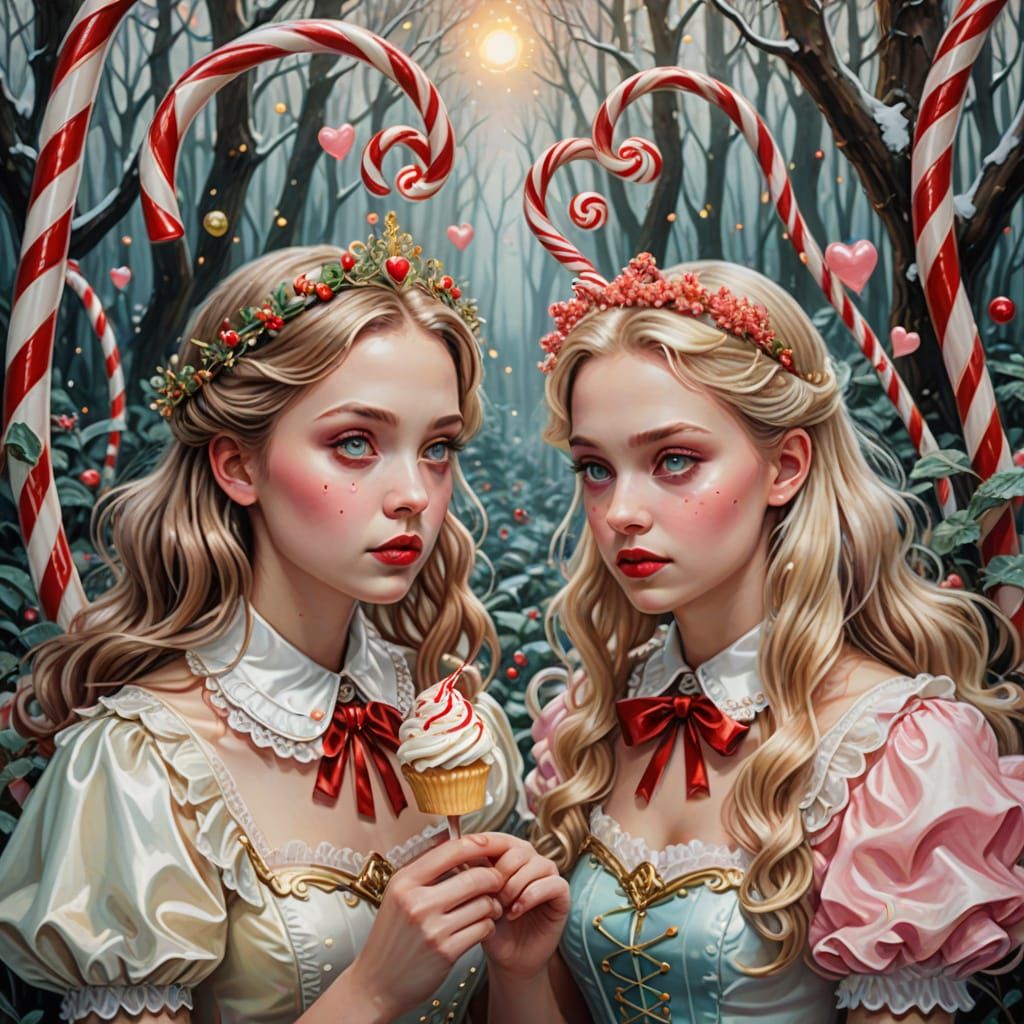 Candy Cane Queens in Pastel Ice Cream Wonderland - AI Art