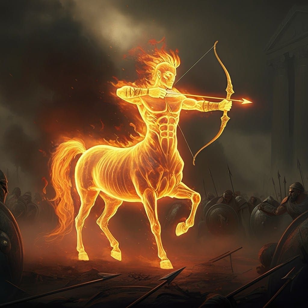 Centaur of Flame (2) - Epic Greek Mythology War Scene Centau...
