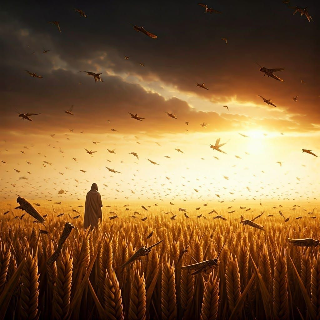 Apocalyptic Locust Plague Devastates Ancient Egypt... - AI Art