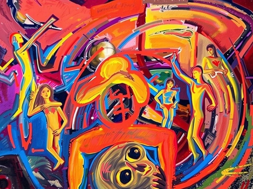 Abstract Expressionist Painting with Distorted Fig... - AI Art