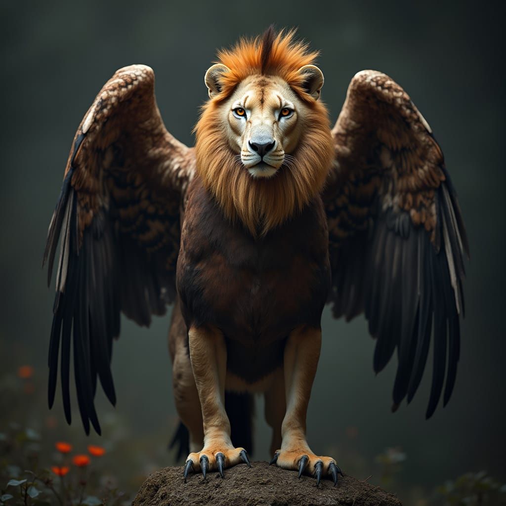 Majestic Hybrid Creature with Lion's Pride, Zebra'... - AI Art