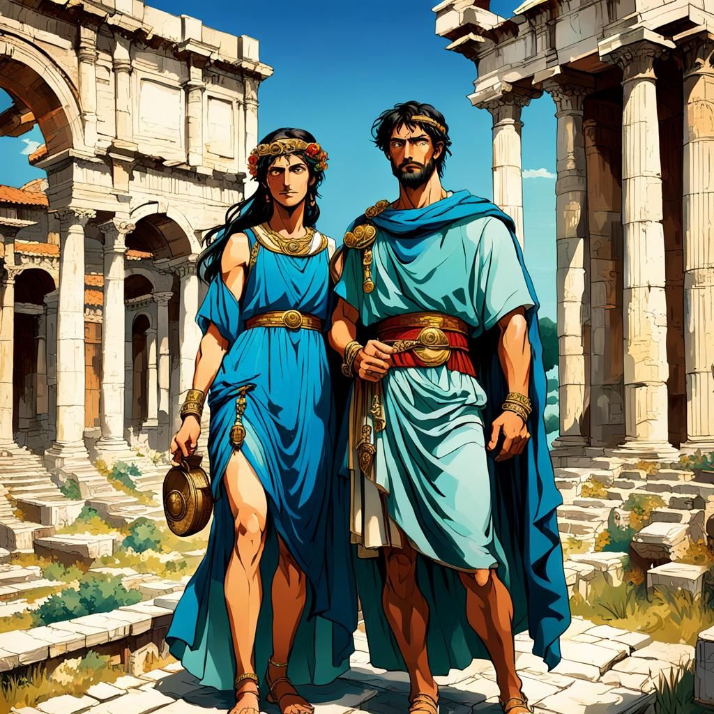 very anime style piece with ancient early before pre rome latin ...