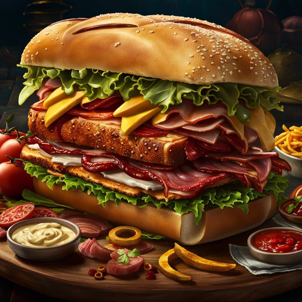 Baguette sandwitch - Porkfest - AI Generated Artwork - NightCafe Creator
