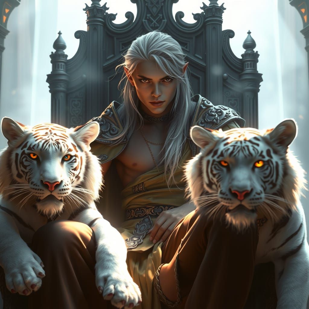 Regal Drow Prince in Ancient Realms - AI Art