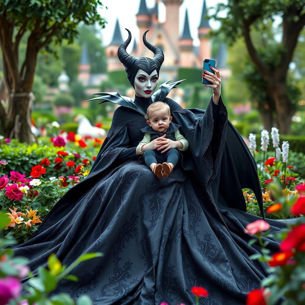 Gothic Goddess Maleficent Enchants Disneyland Pari... - AI Art