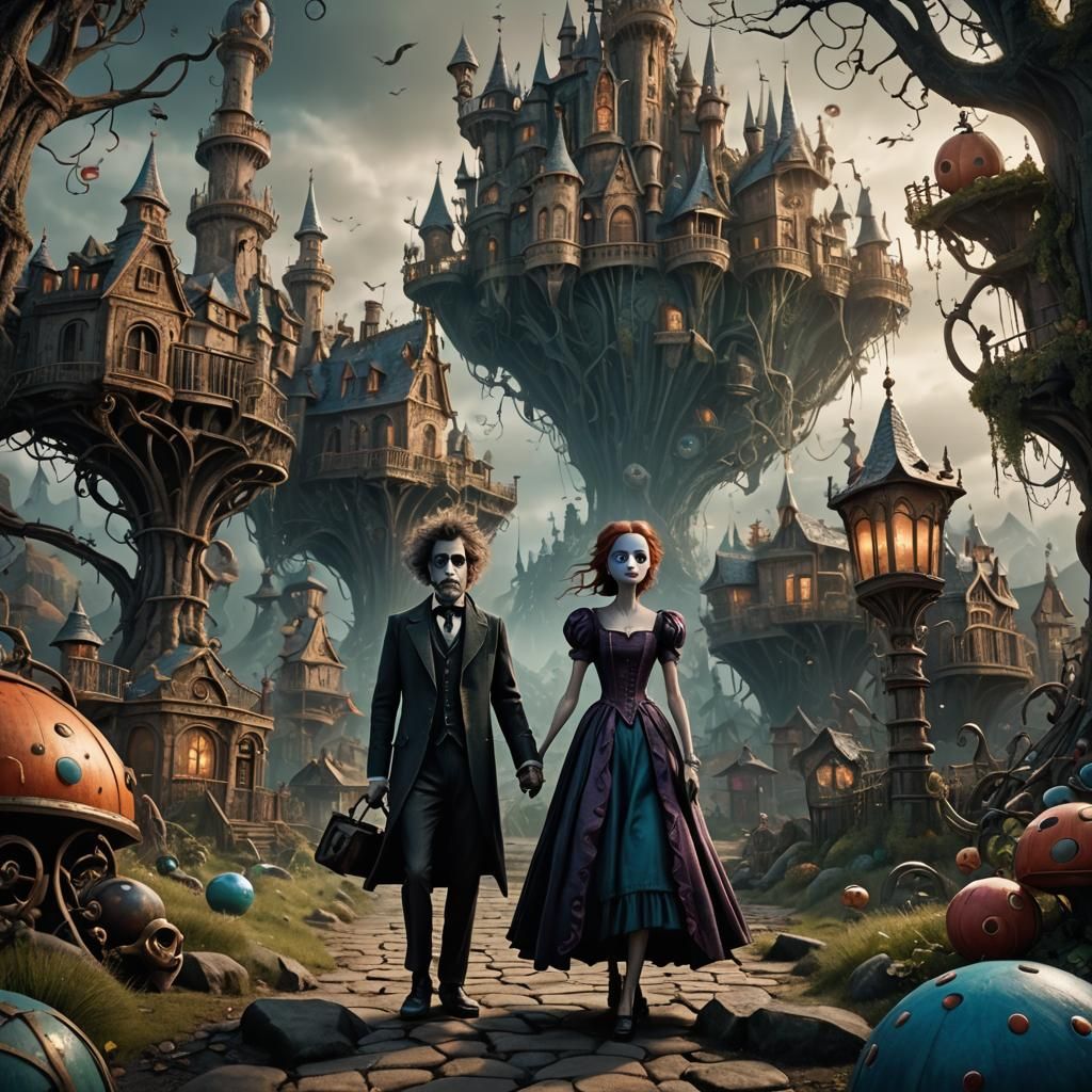 victor and emily; tim burton style of movies - AI Generated Artwork ...