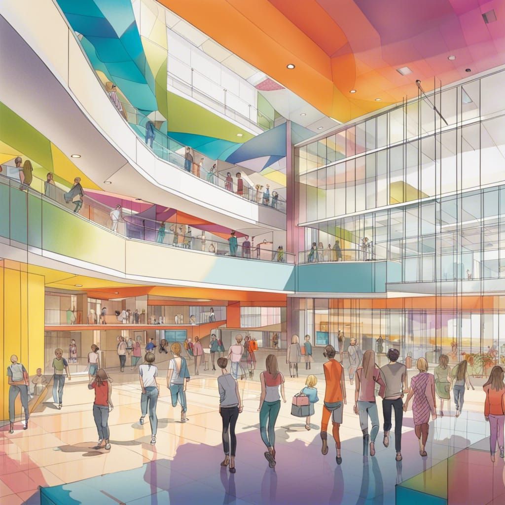 an architectural drawing of the interior of a two story modern student ...