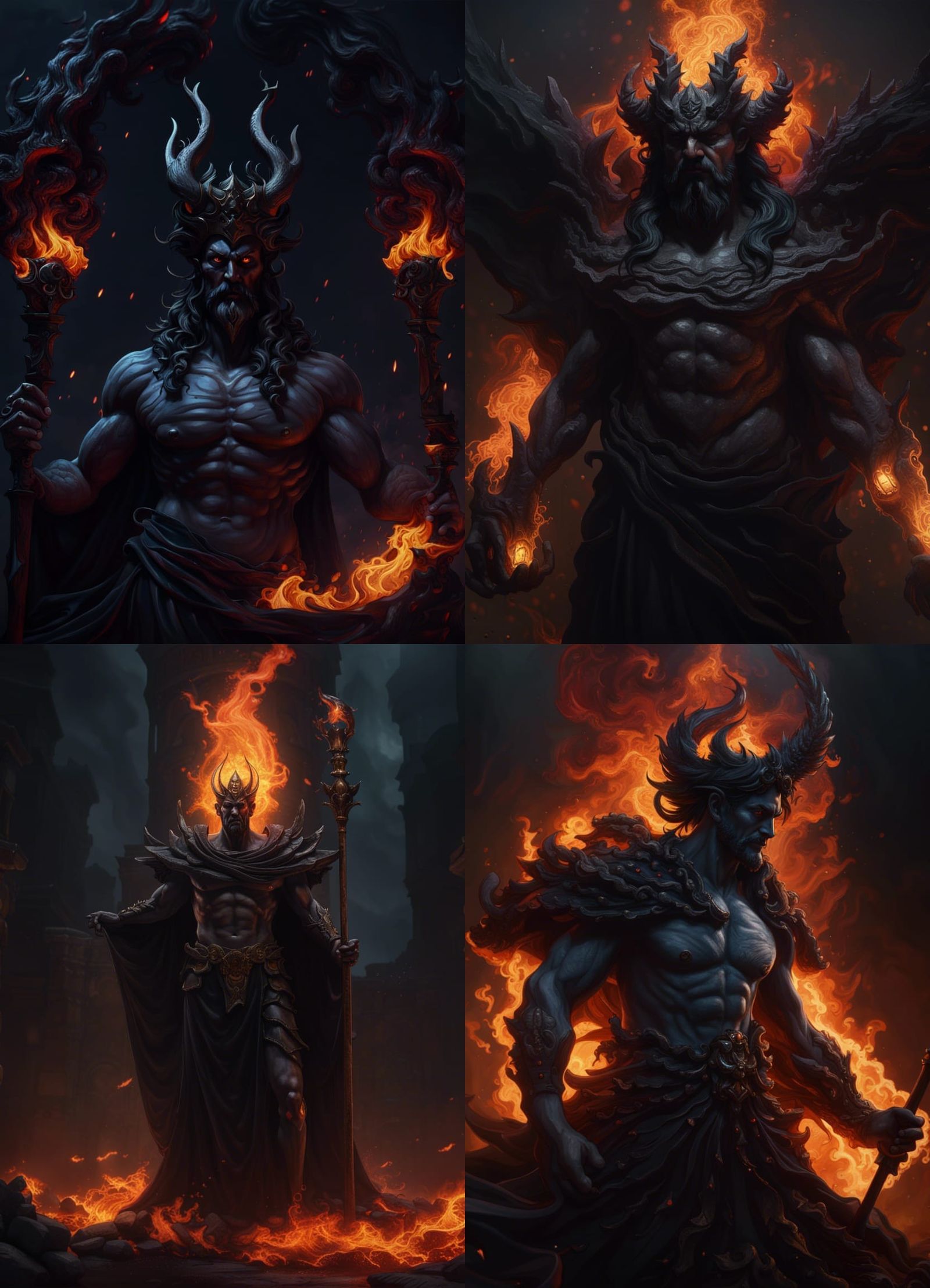 Hades god, Photorealistic, Dark inferno Background, Oil Painting By ...