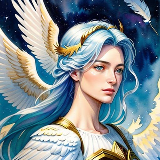 Artemis Icarus - Artemis Icarus Portrait in Watercolor Style