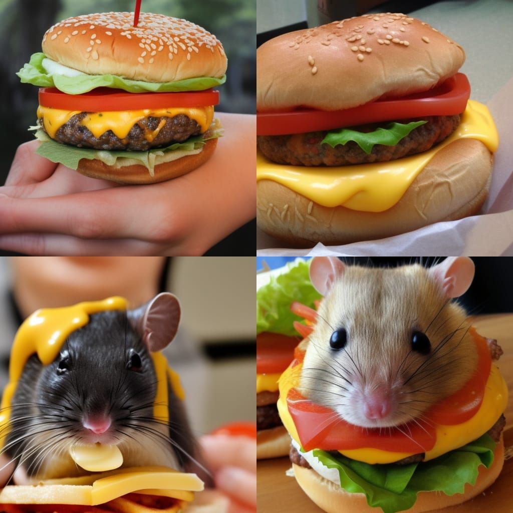 cheesy burger rat - AI Generated Artwork - NightCafe Creator