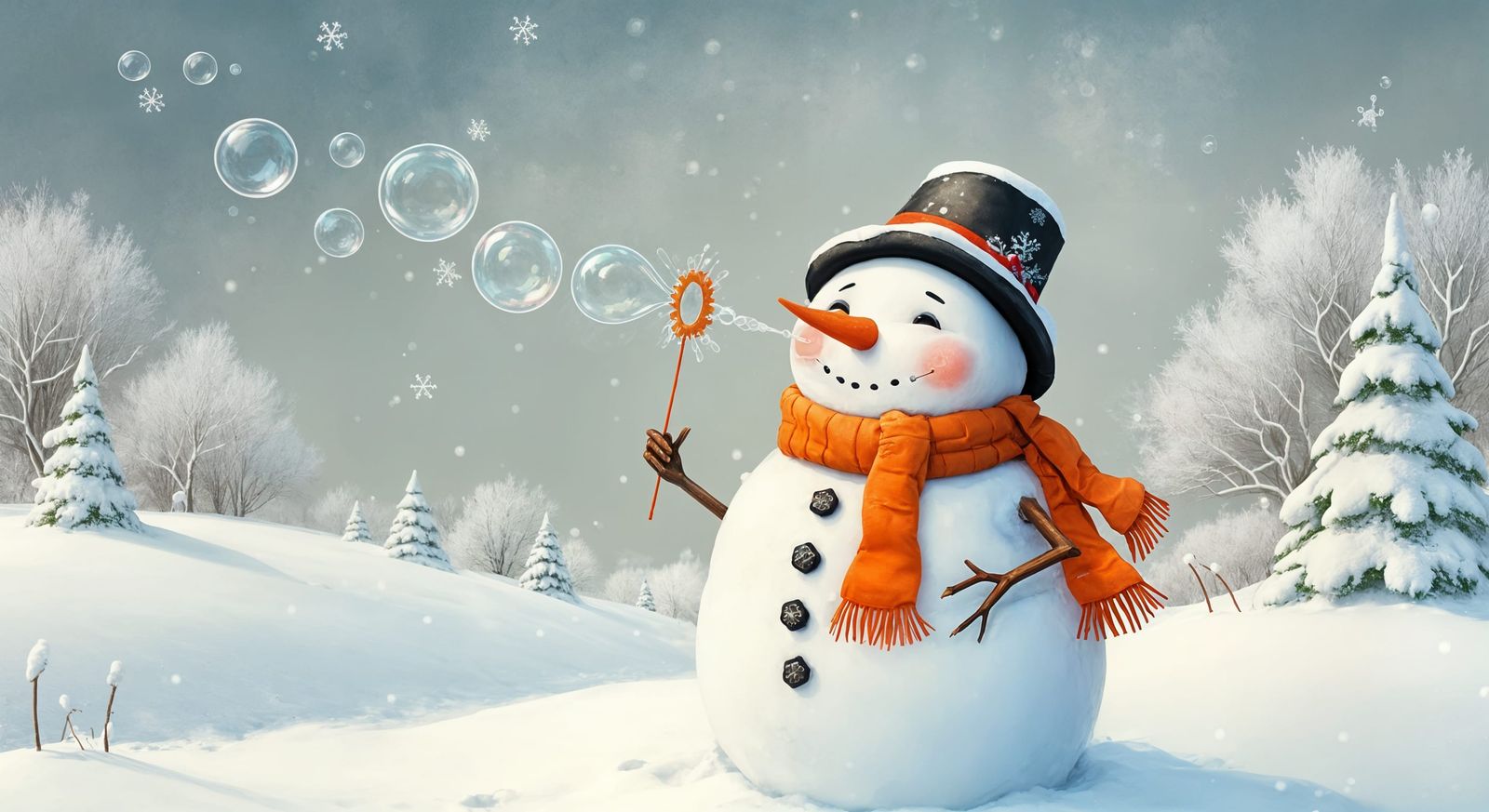 Snowblower - Surreal Winter Wonderland with Adorable Snowman
