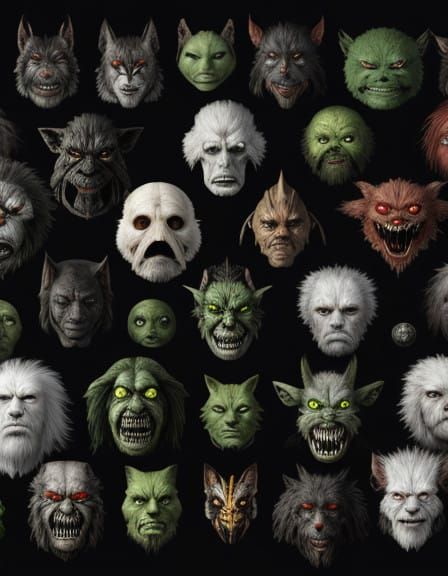 Scary, Realistic Faces from a Monstrous Compendium... - AI Art