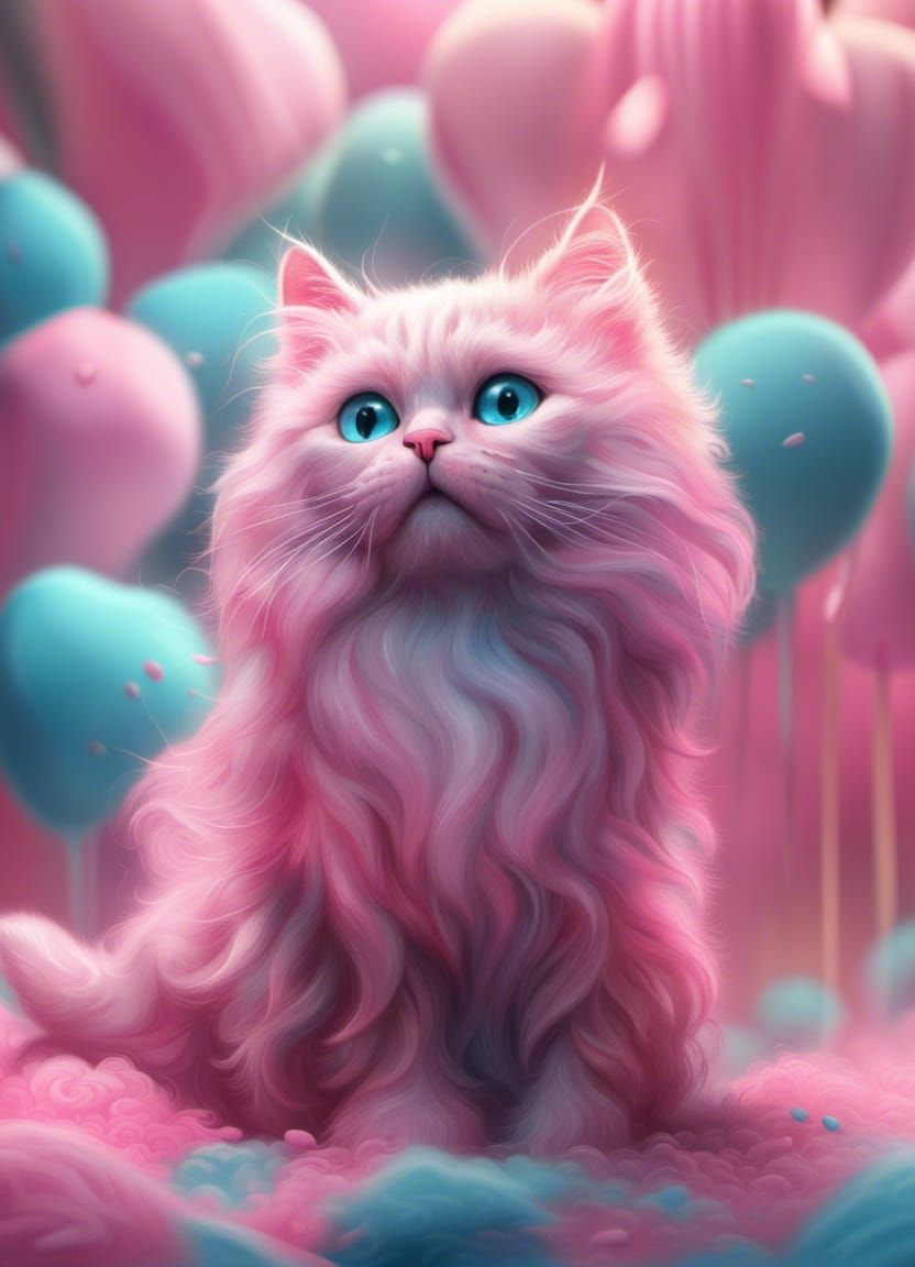 Cotton Candy Cat - AI Generated Artwork - NightCafe Creator