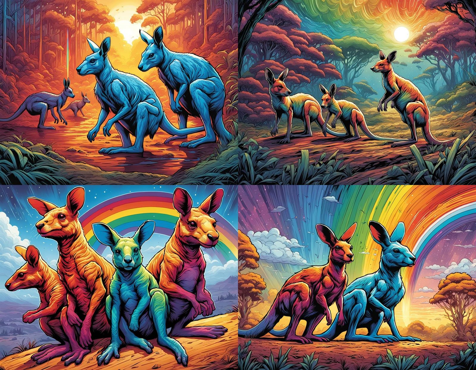 rainbow kangaroos - AI Generated Artwork - NightCafe Creator