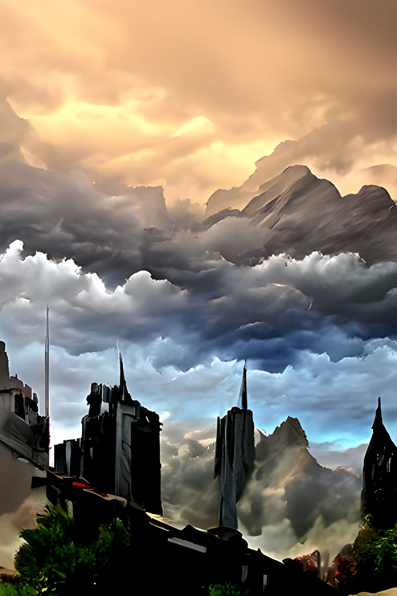 Dark Clouds Mixing Colors matte painting - AI Generated Artwork ...
