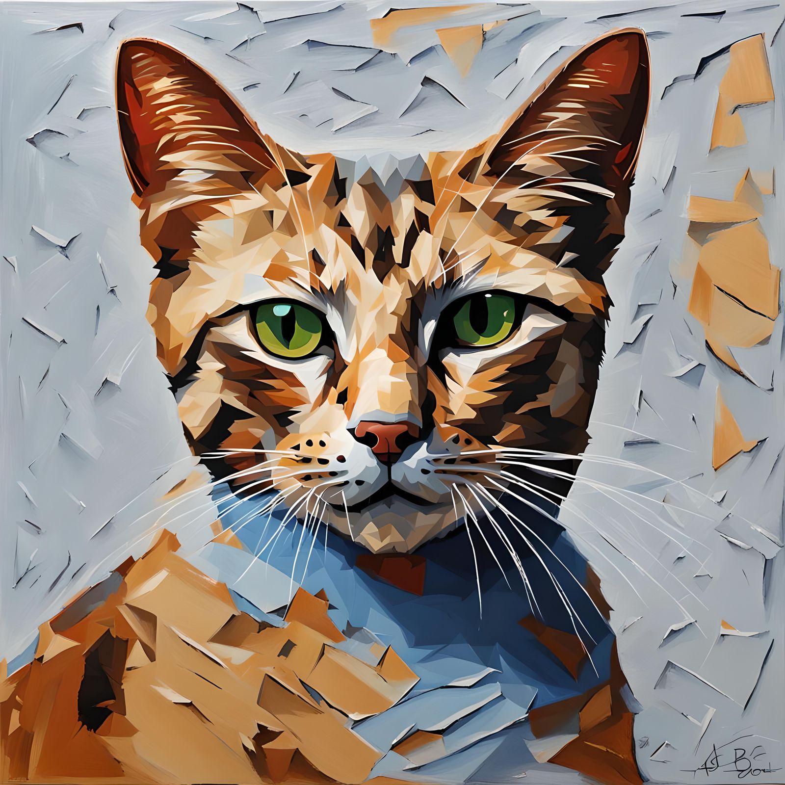 abysinnian cat Ben Bocquelet minimalism impasto - AI Generated Artwork ...