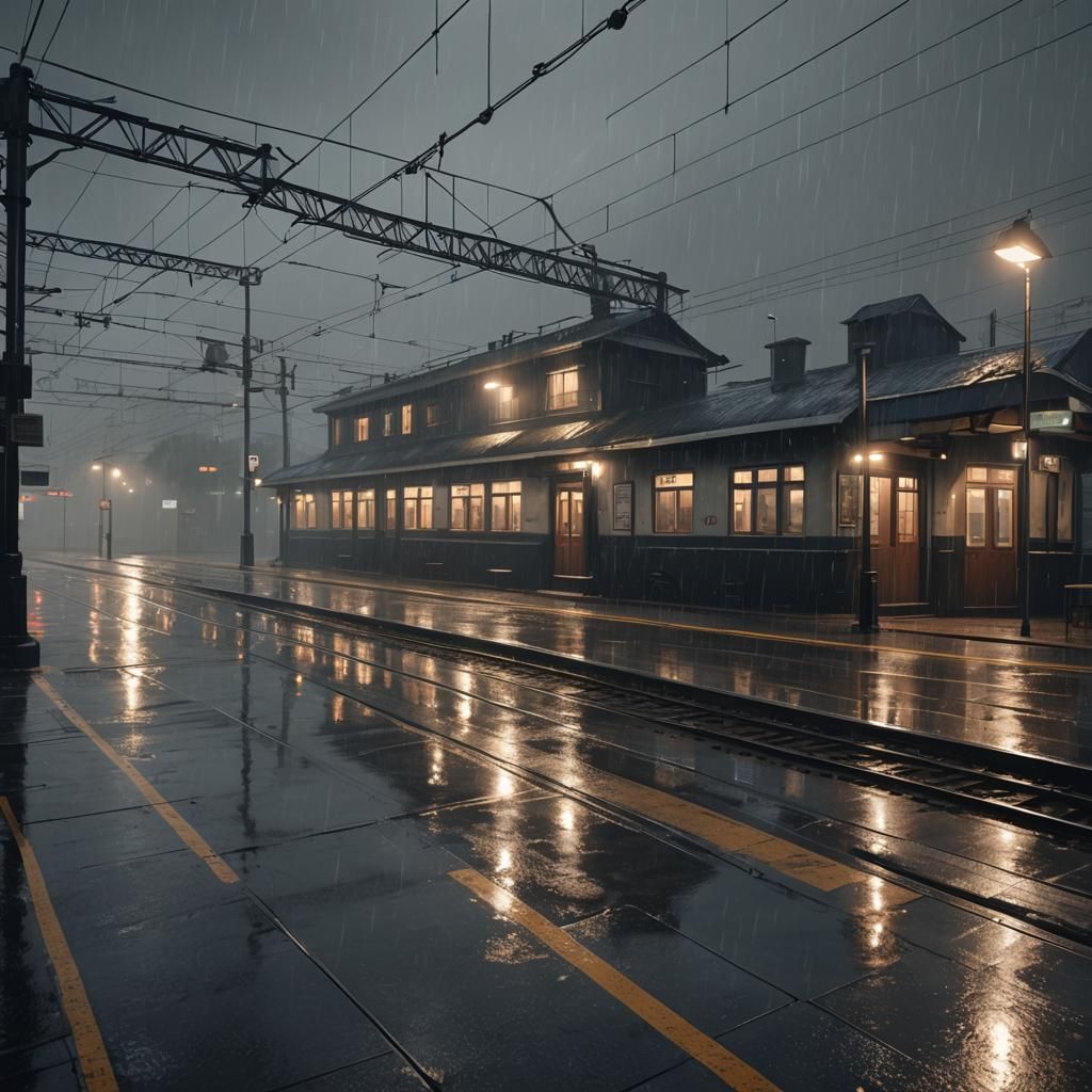 Lonely Train Station - AI Generated Artwork - NightCafe Creator