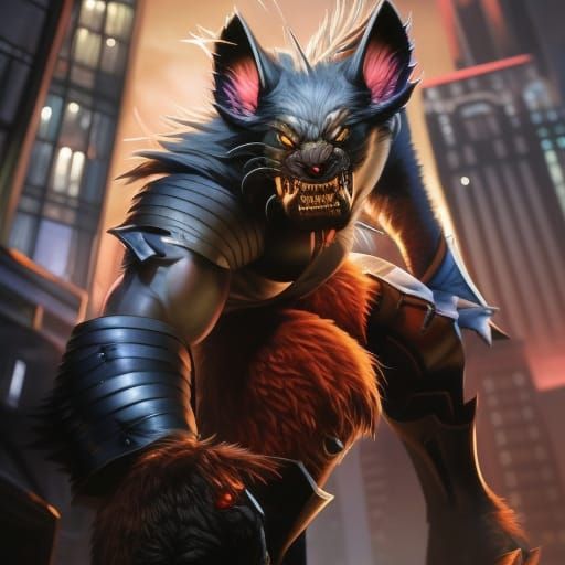 Bat Werewolf Hybrid In The City - AI Generated Artwork - NightCafe Creator
