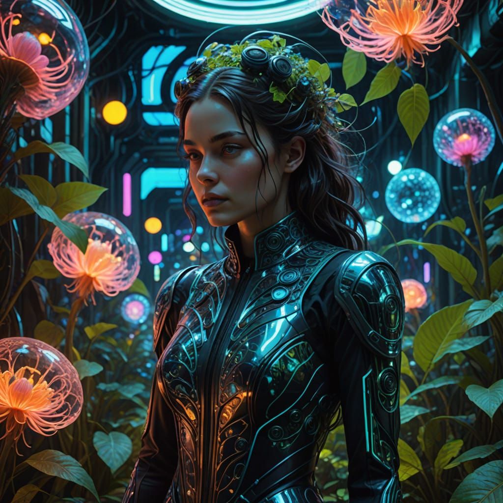 Microverse woman - Surreal Microcosm Goddess in Vibrant Sci...