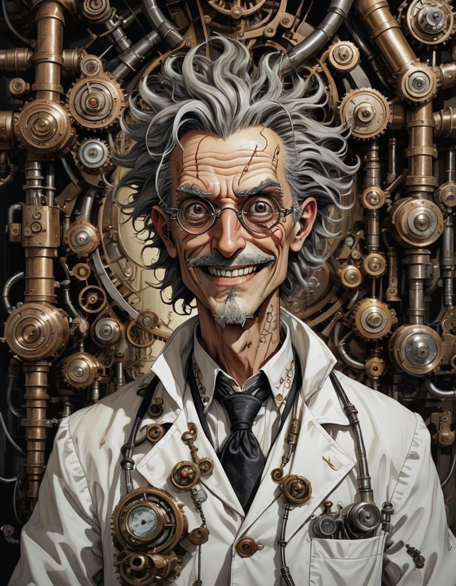 (intricately detailed anime portrait of a mad scientist:1,5) steampunk ...