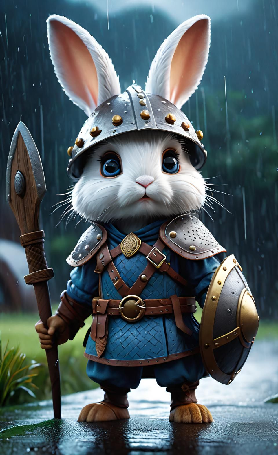 Adorable Little viking bunny in the pouring rain, with huge beautiful ...