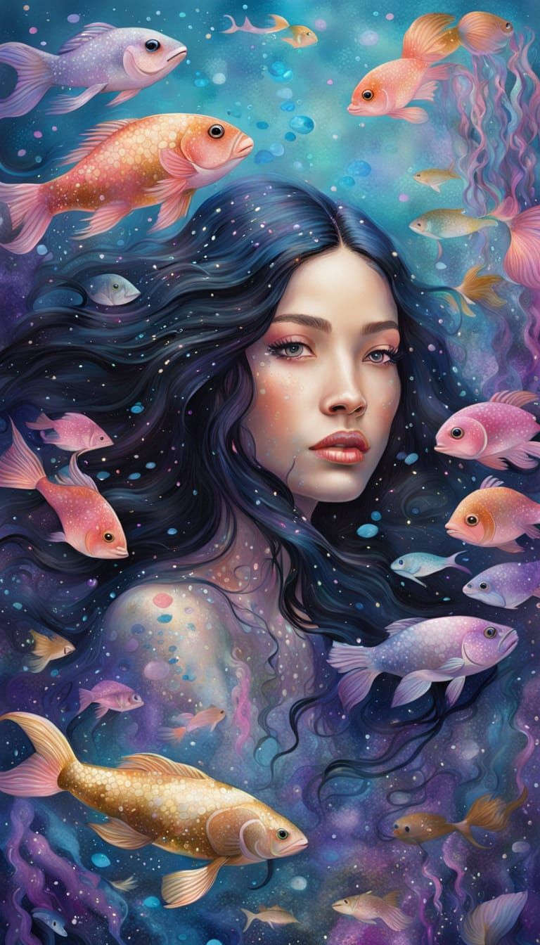 Ethereal Mermaid Dreamscape in Vibrant Colors - AI Art