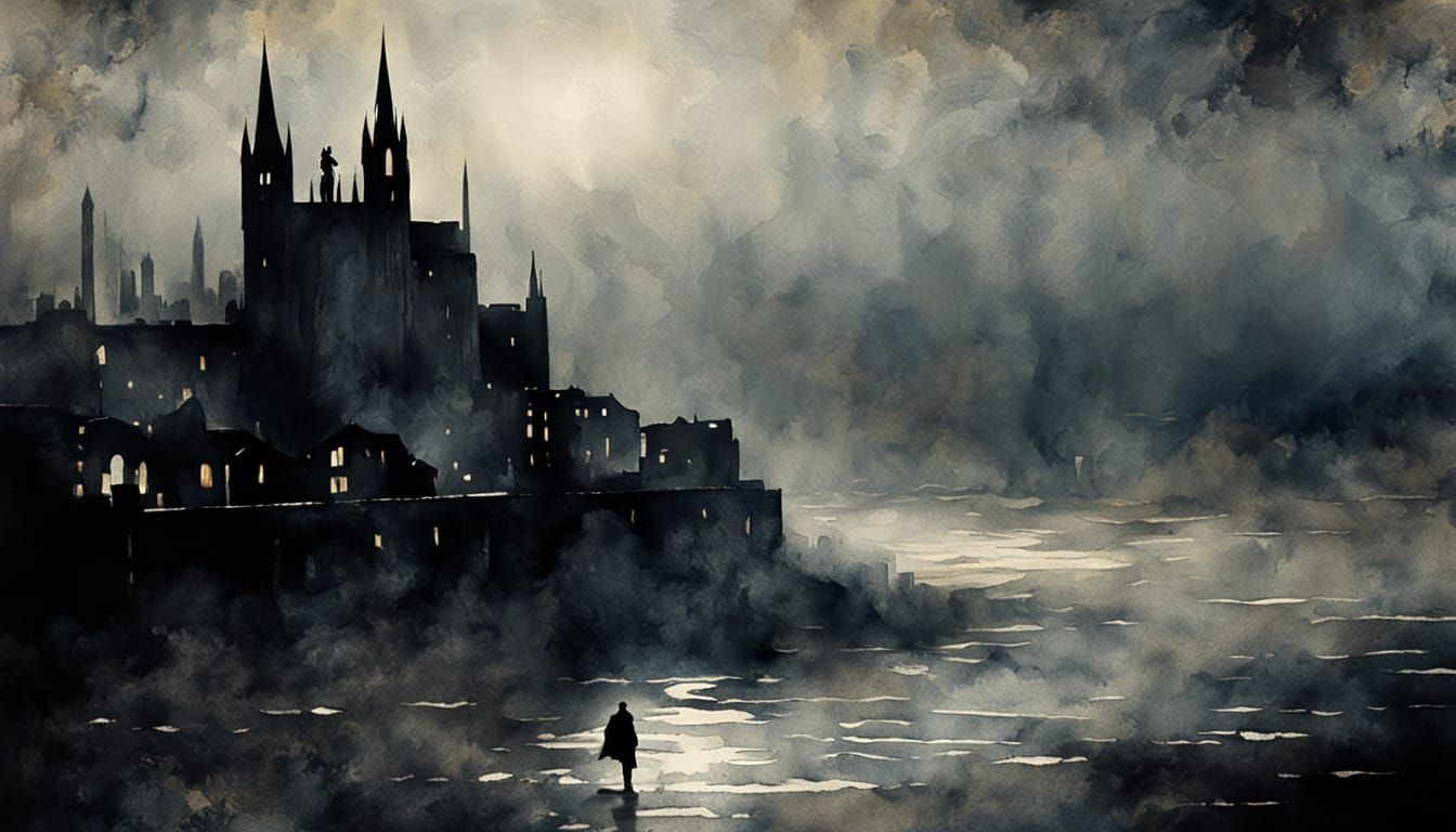 The Dark Castle.... - Batman's Dark Gothic Cityscape in Wate...