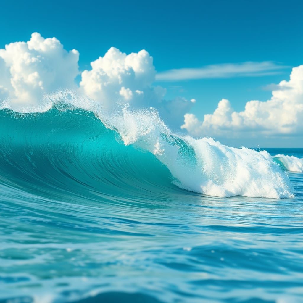 ocean with wight color on the vavs - Turquoise Waves Crash A...