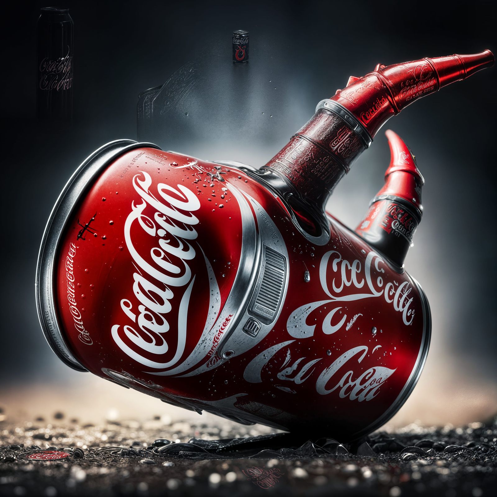 Coca-Cola can with devil horns - Surreal Coca-Cola Bottle W...