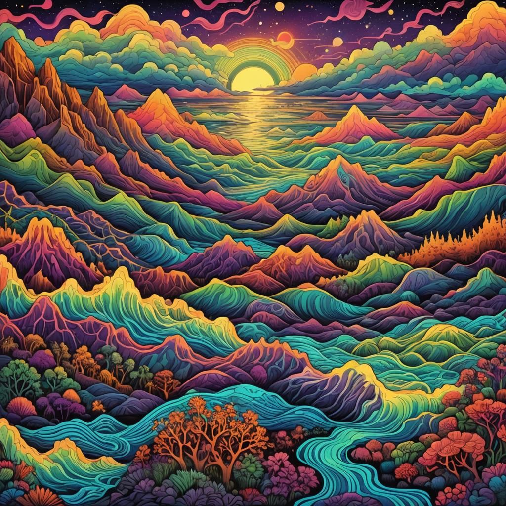 beautiful psychedelic landscape - AI Generated Artwork - NightCafe Creator